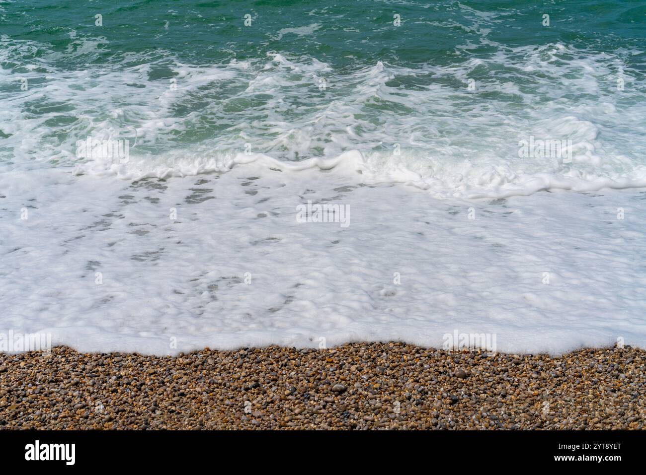 Coastal closeup shot at a beach at the Normandy region of northern ...