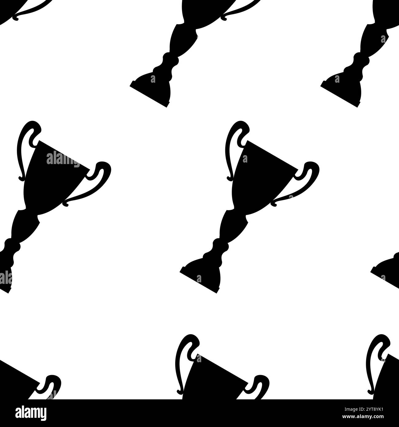 Winner trophy cup seamless pattern. Black simple silhouette texture ...