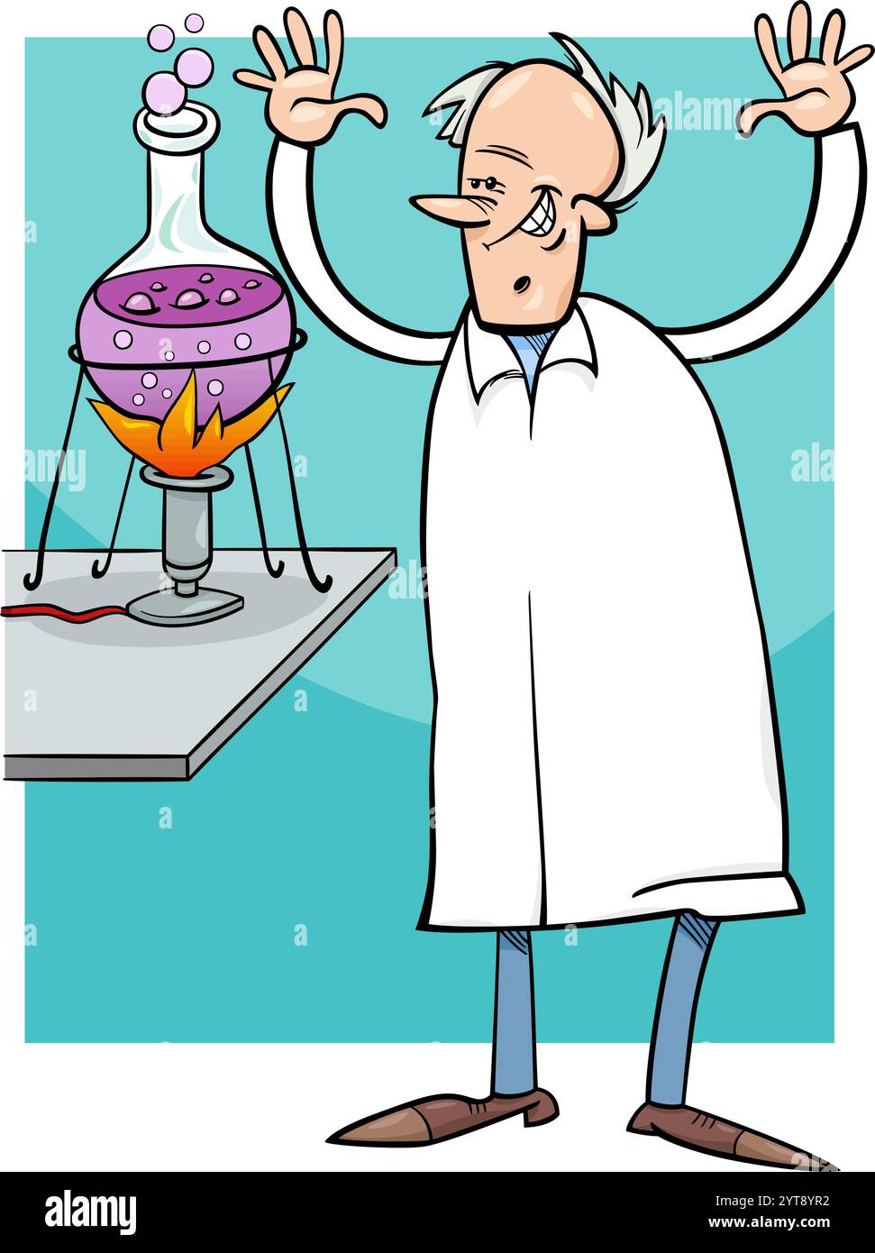 Cartoon ullustration of happy scientist or inventor in laboratory Stock Vector Image & Art - Alamy