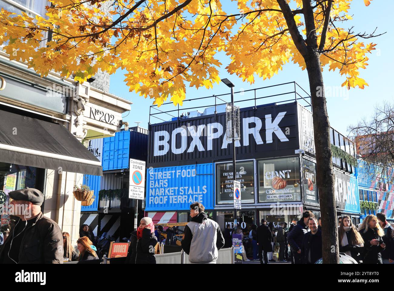 Boxpark in Camden Town, in autumn sunshine, north London, UK Stock Photo - Alamy