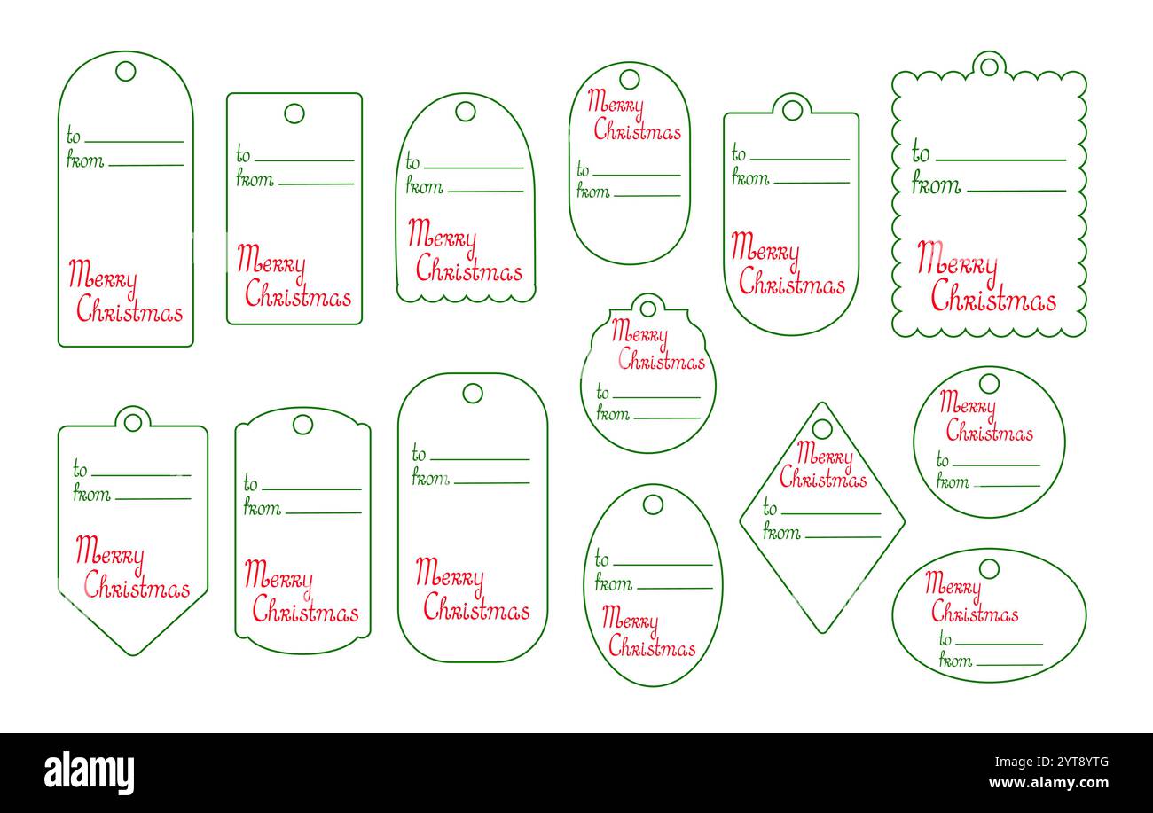 Christmas gifts tags set hand drawn cartoon vector illustration ...