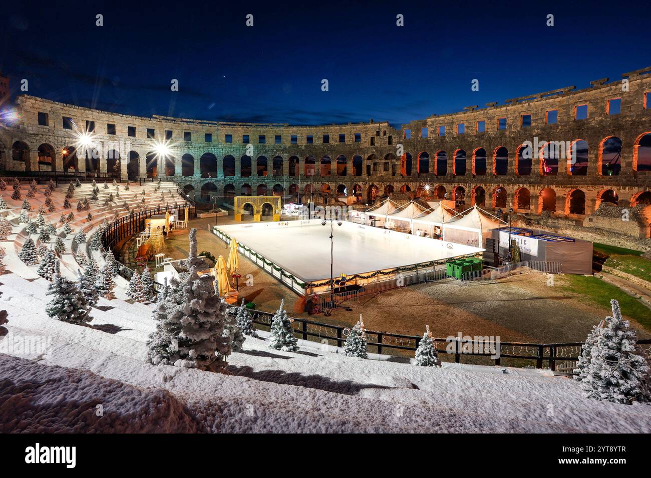 Pula, Hrvatska. 06th Dec, 2024. View of an ice rink at Arena Pula ...