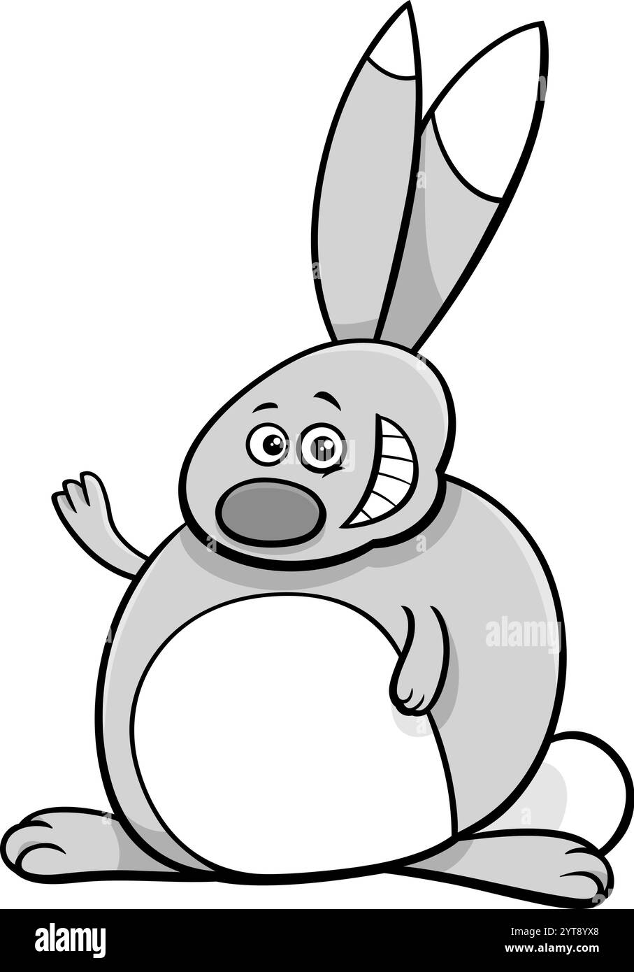 Cartoon illustration of funny rabbit animal character waving his paw ...