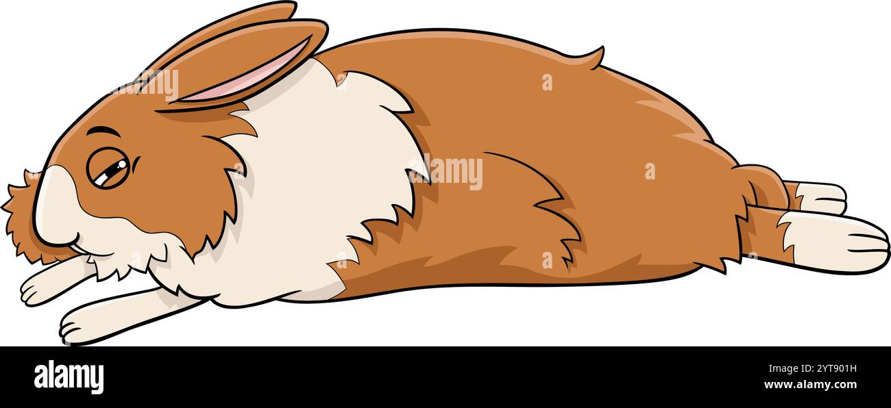 Cartoon illustration of funny sleepy miniature rabbit comic animal ...