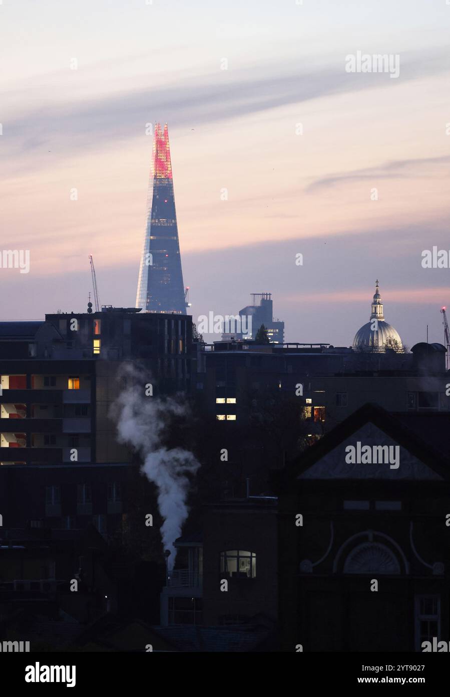 Christmas lights at the top of the Shard, the iconic skyscraper in ...