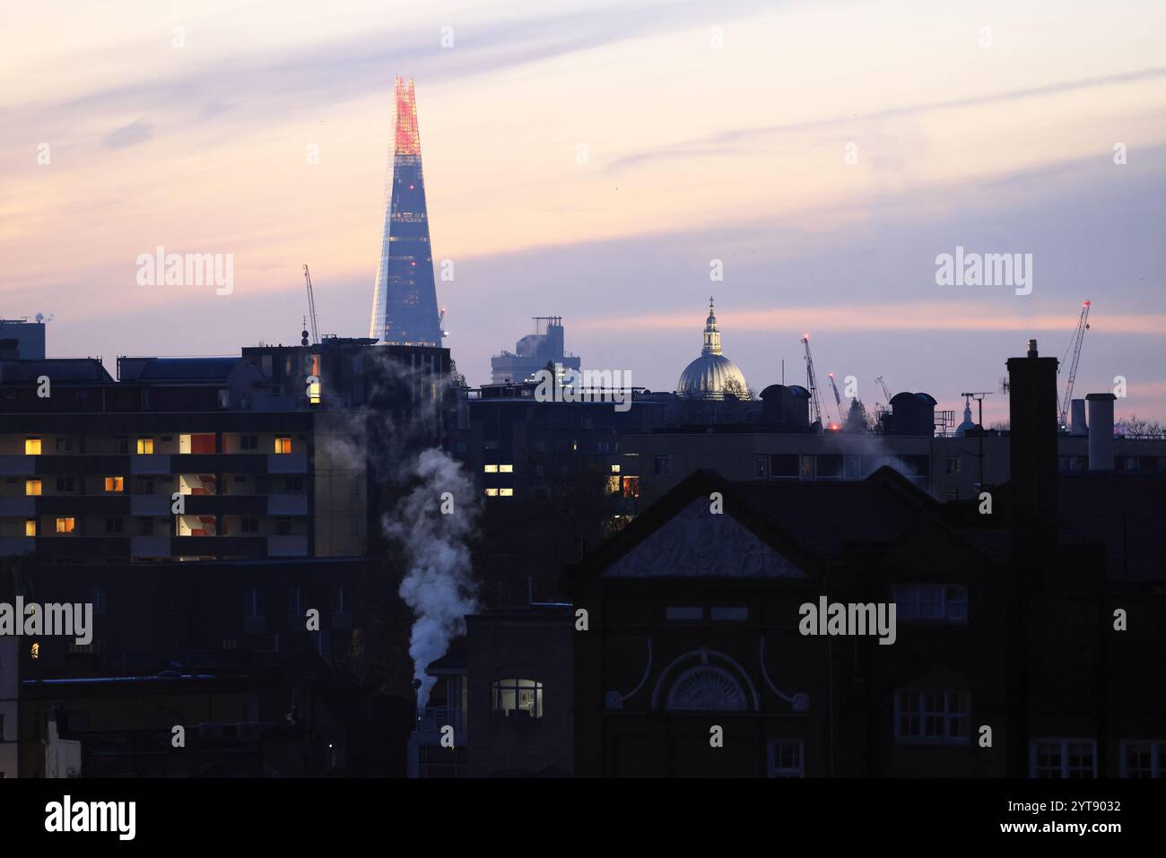 Christmas lights at the top of the Shard, the iconic skyscraper in ...