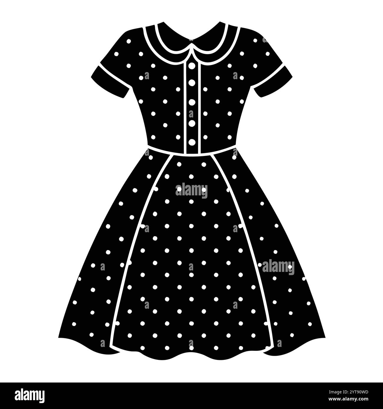 Vintage polka dot eyelet baby girls dress silhouette vector art design ...