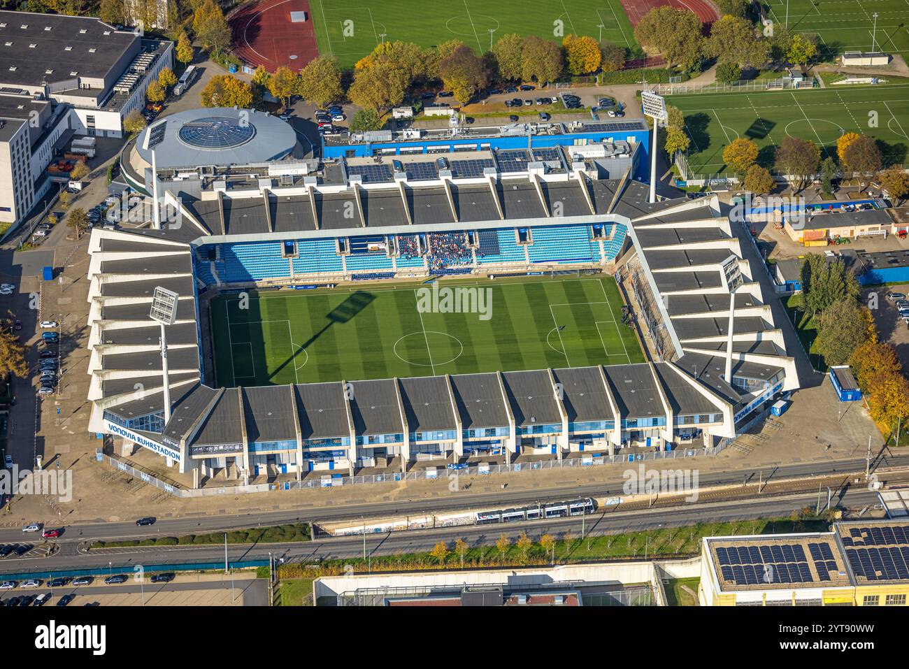 Aerial view, Vonovia Ruhrstadion soccer stadium and Bundesliga stadium ...