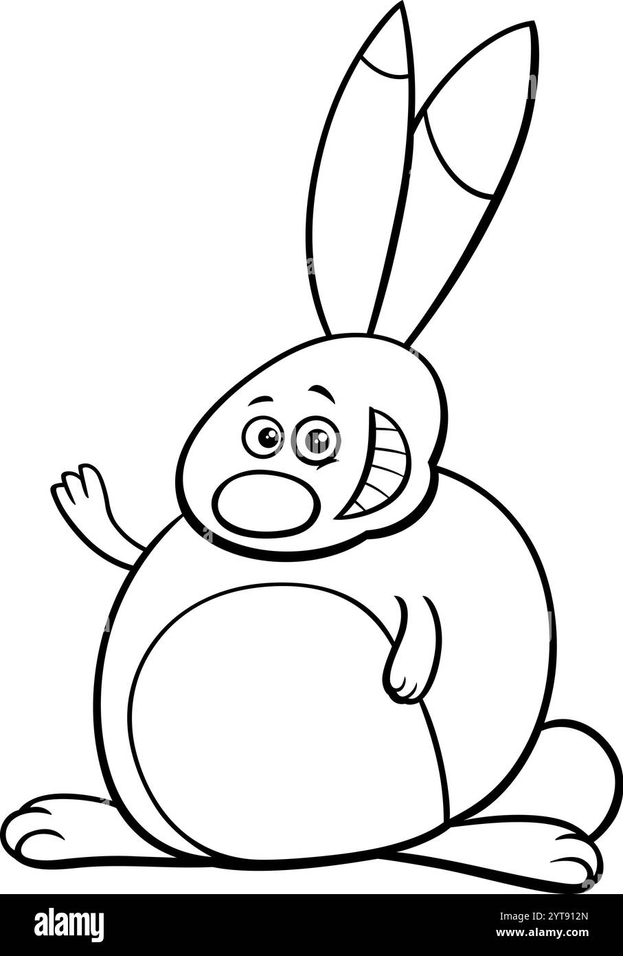 Cartoon illustration of funny rabbit animal character waving his paw ...