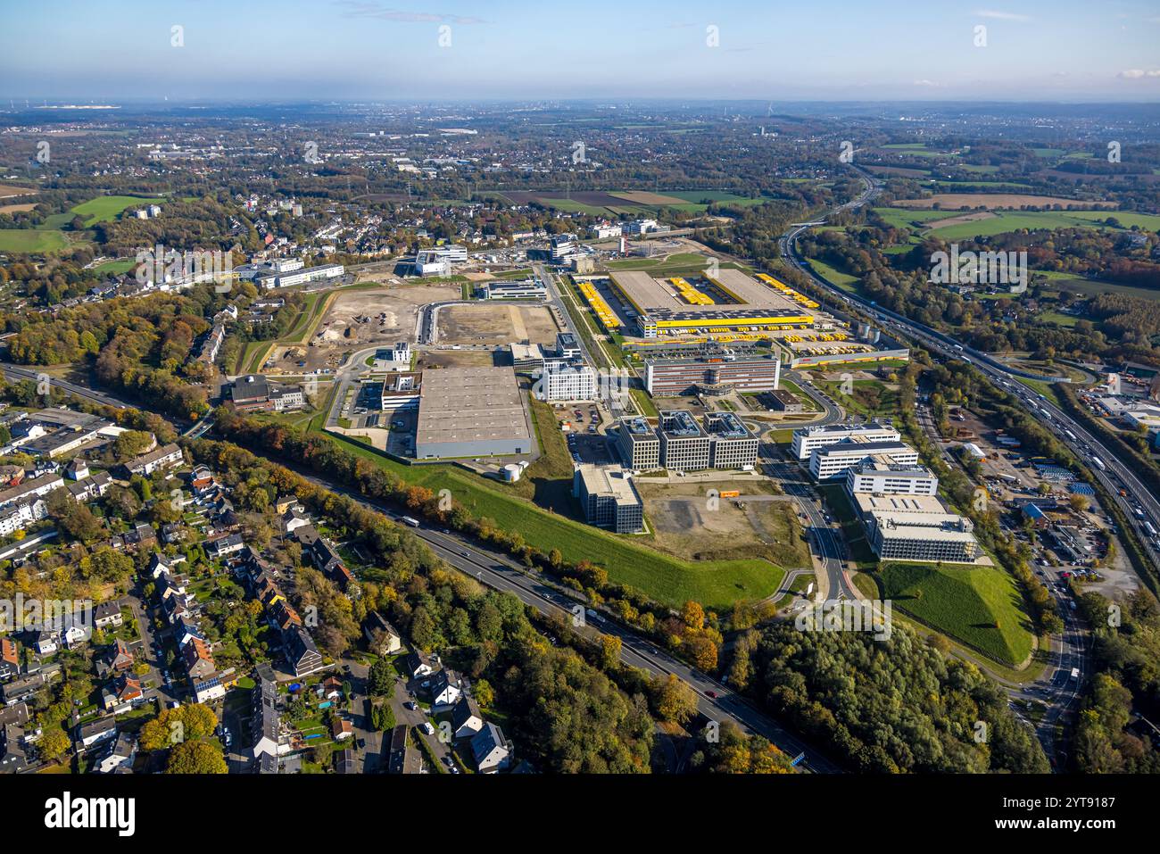 Aerial view, large construction site Mark 51/7, science and technology ...