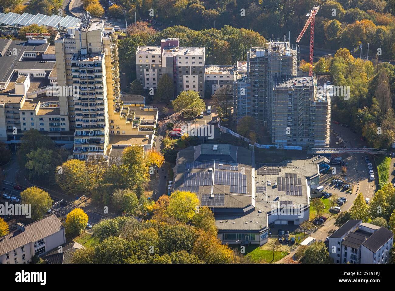 Aerial view, Unicenter high-rise building at the RUB Ruhr University ...