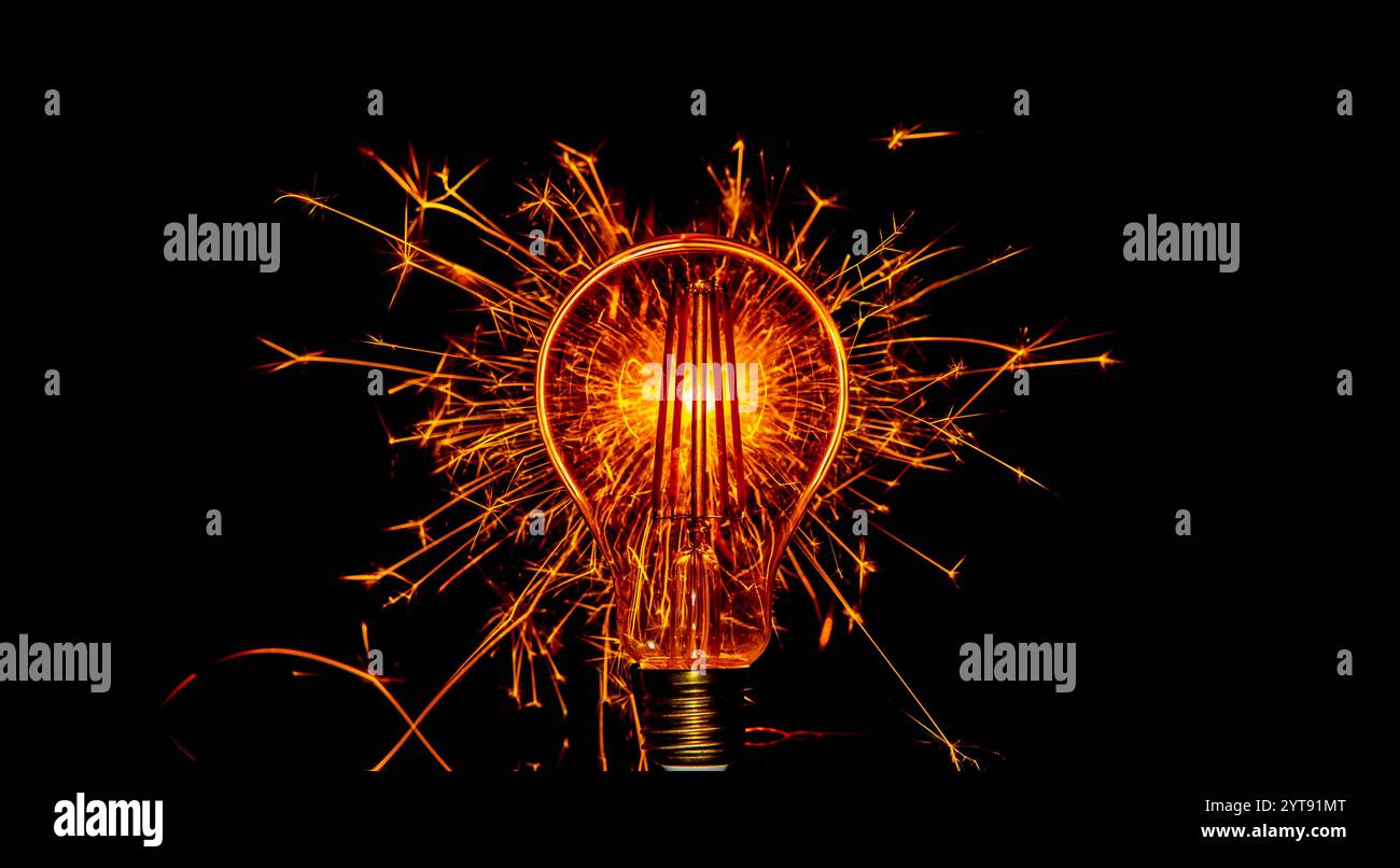Light painting with light bulb and burning sparkler Stock Photo - Alamy