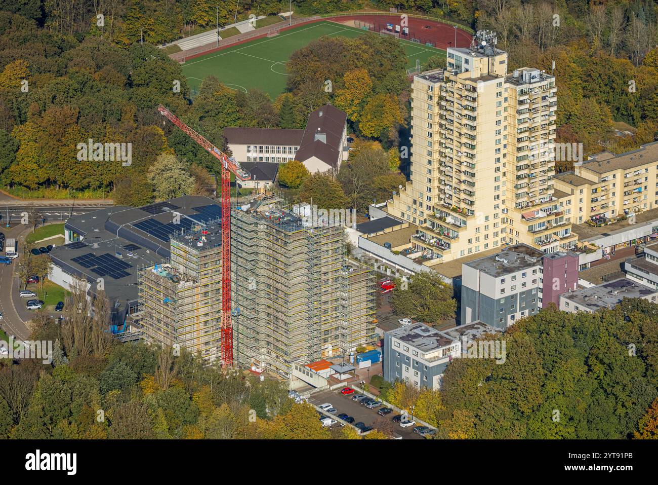 Aerial view, RUB Ruhr-Universität Bochum, Unicenter high-rise building ...