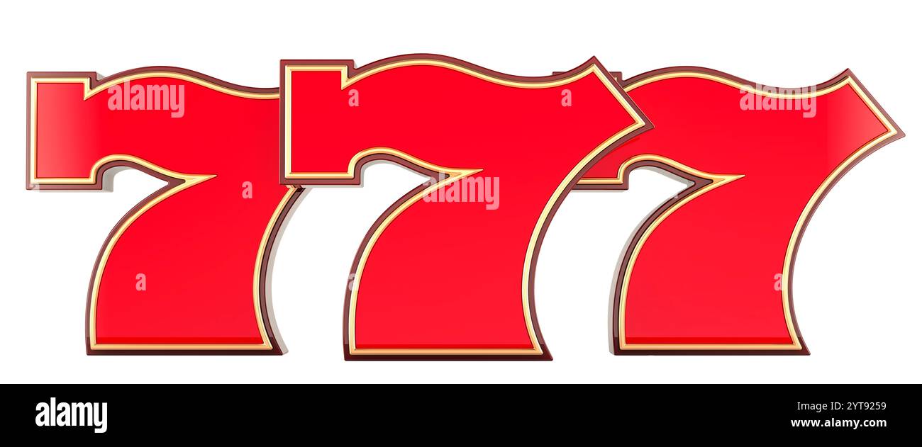 777 jackpot symbol, 3D rendering isolated on white background Stock ...