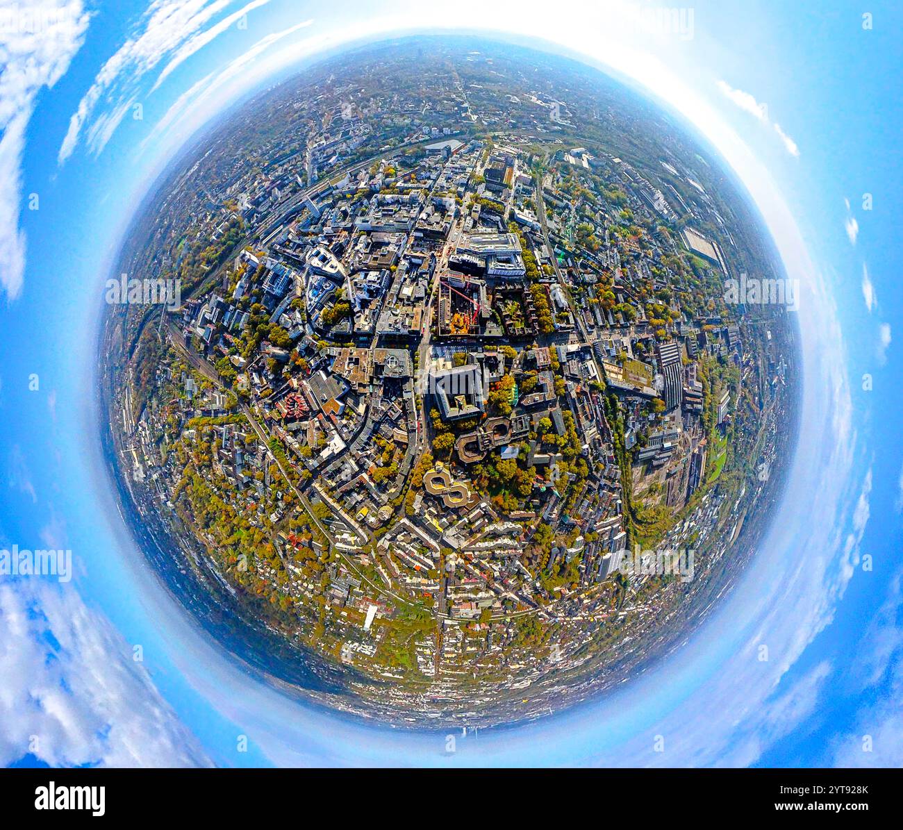 Aerial view, city center with construction site Alte Post ...