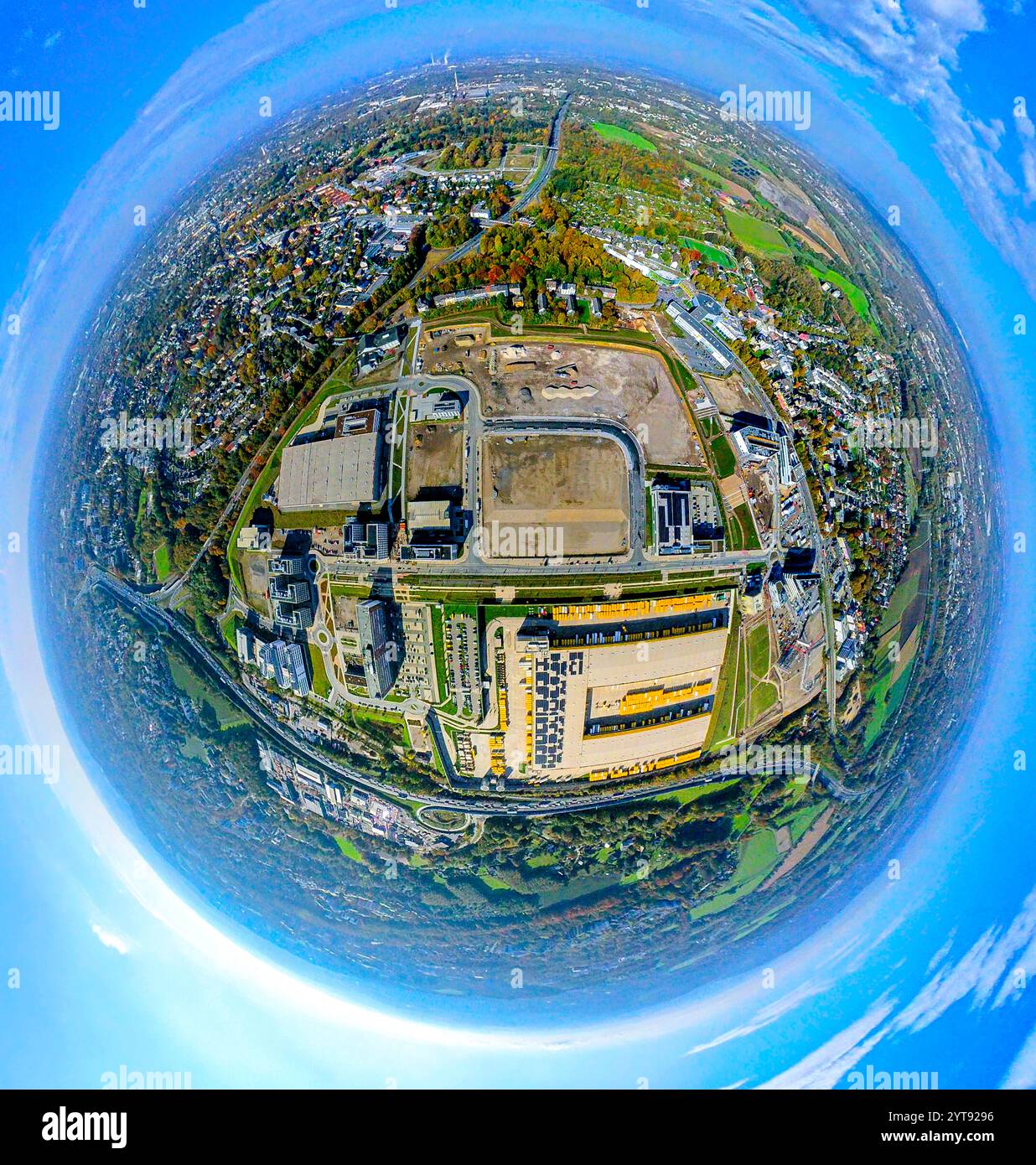 Aerial view, large construction site Mark 51/7, O-Werk Campus and new ...