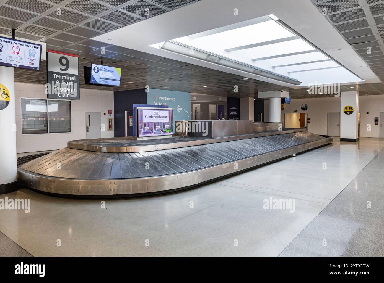 Empty baggage claim area, Philadelphia International Airport ...