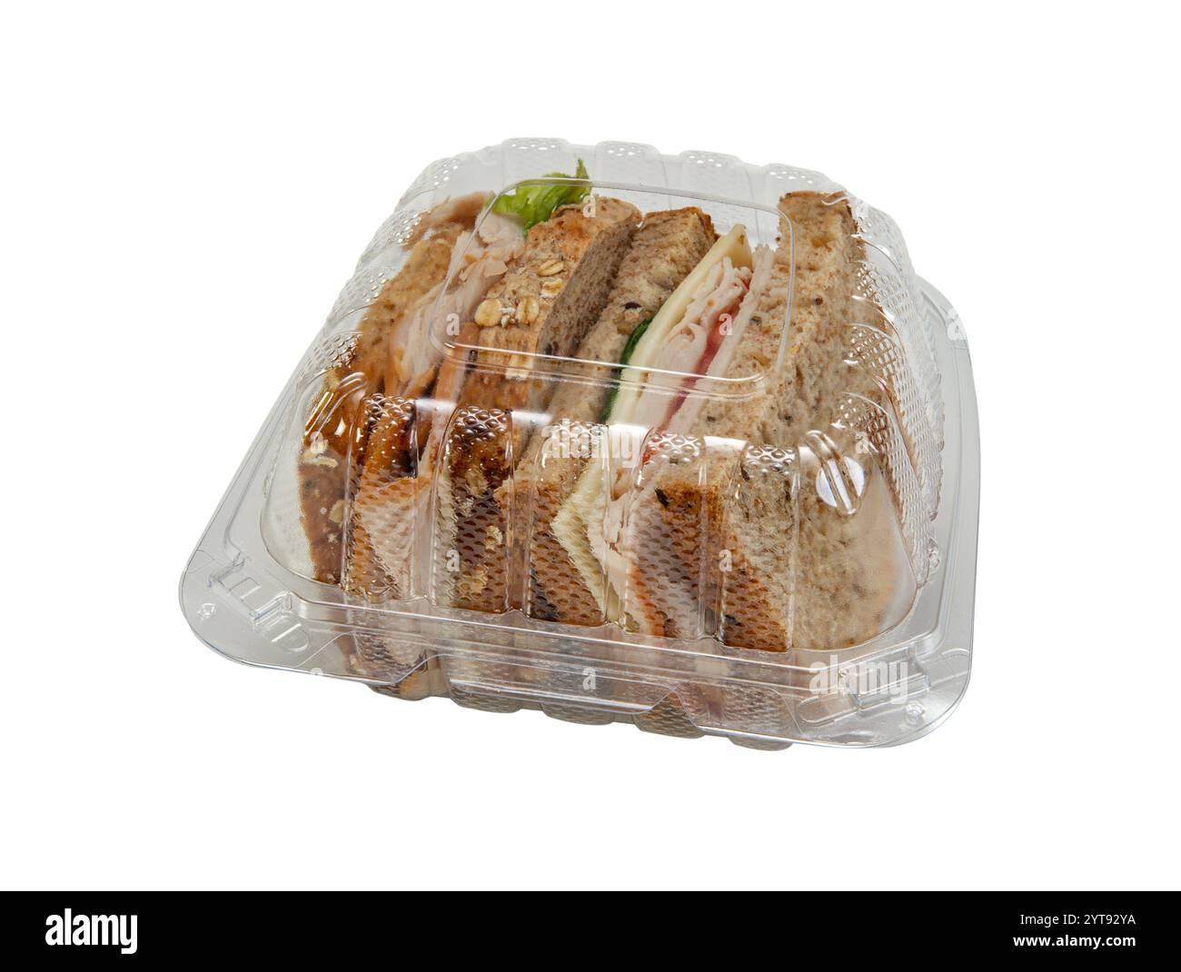 Clear plastic take out container with lunch sandwich, chips Stock Photo ...