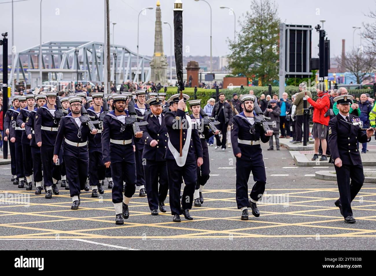 Liverpool, UK. Friday 6th December 2024, HMS Prince Of Wales: The crew ...