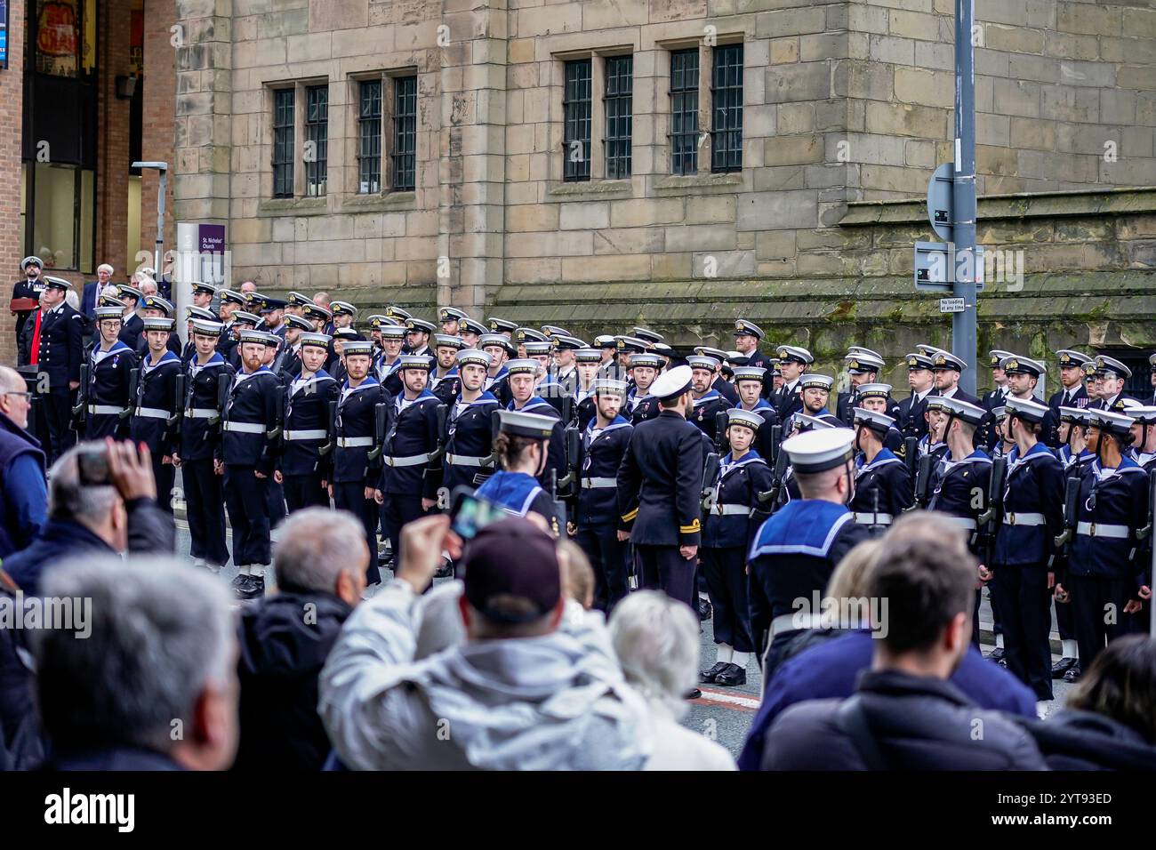 Liverpool, UK. Friday 6th December 2024, HMS Prince Of Wales: The crew ...