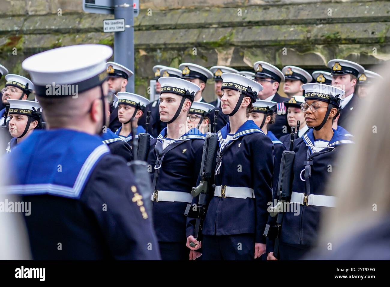Liverpool, UK. Friday 6th December 2024, HMS Prince Of Wales: The crew ...