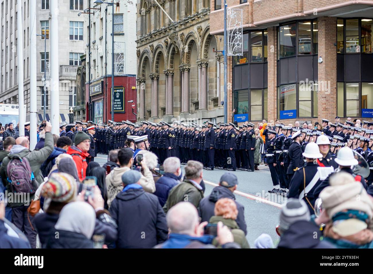 Liverpool, UK. Friday 6th December 2024, HMS Prince Of Wales: The crew ...