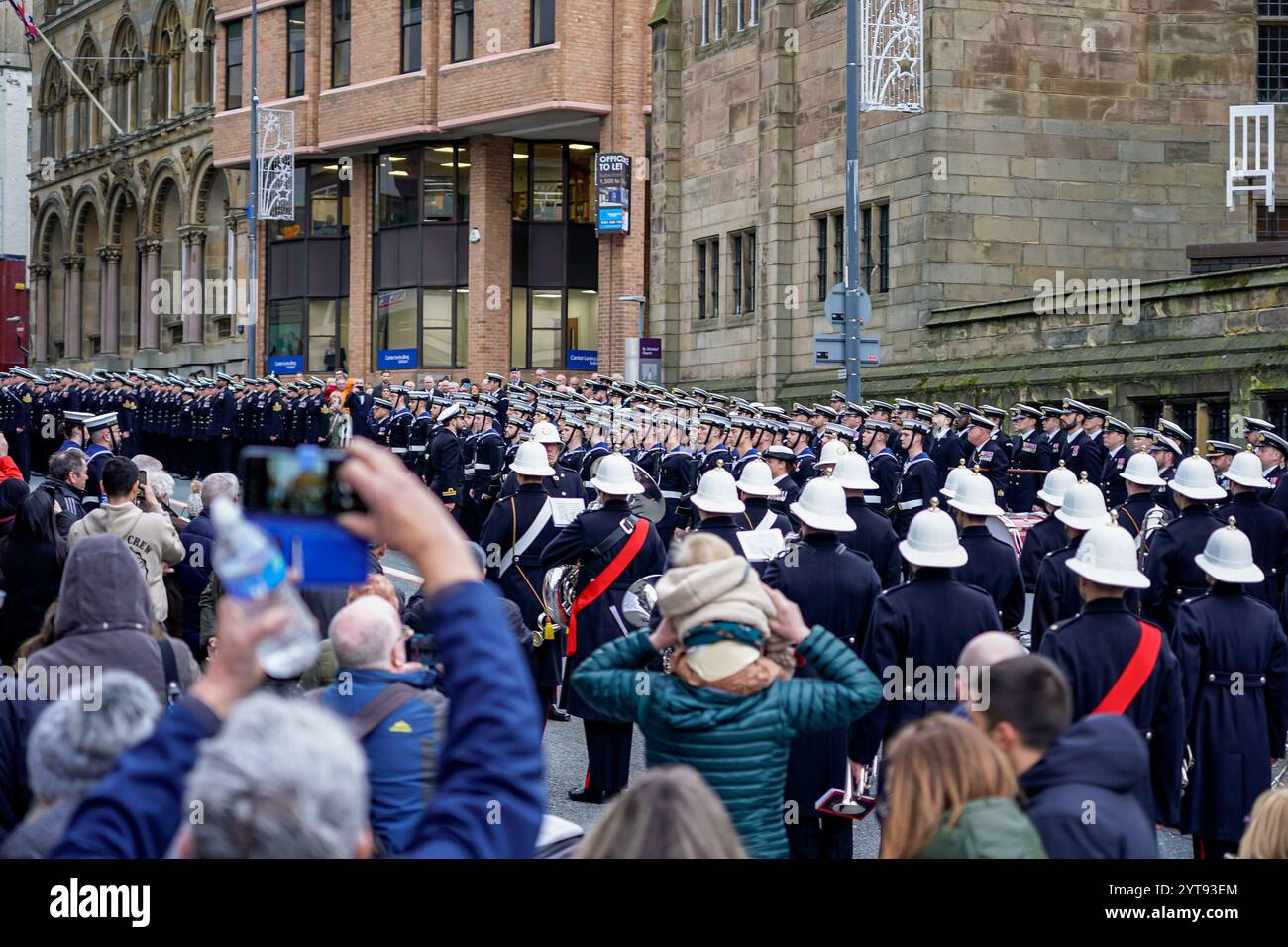 Liverpool, UK. Friday 6th December 2024, HMS Prince Of Wales: The crew ...