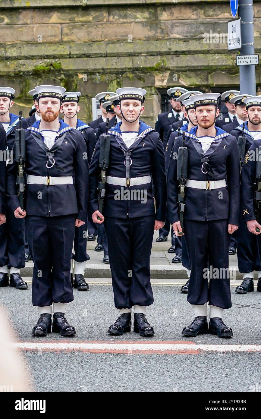 Liverpool, UK. Friday 6th December 2024, HMS Prince Of Wales: The crew ...