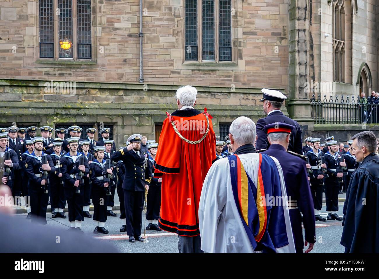 Liverpool, UK. Friday 6th December 2024, HMS Prince Of Wales: The crew ...