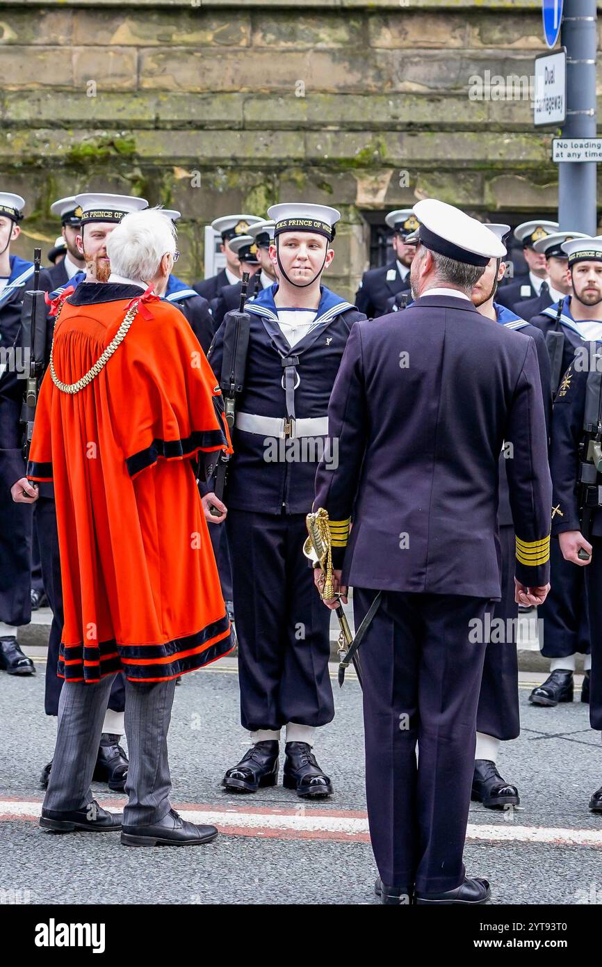 Liverpool, UK. Friday 6th December 2024, HMS Prince Of Wales: The crew ...