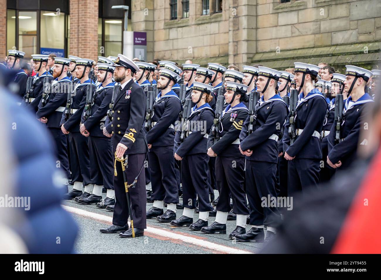 Liverpool, UK. Friday 6th December 2024, HMS Prince Of Wales: The crew ...