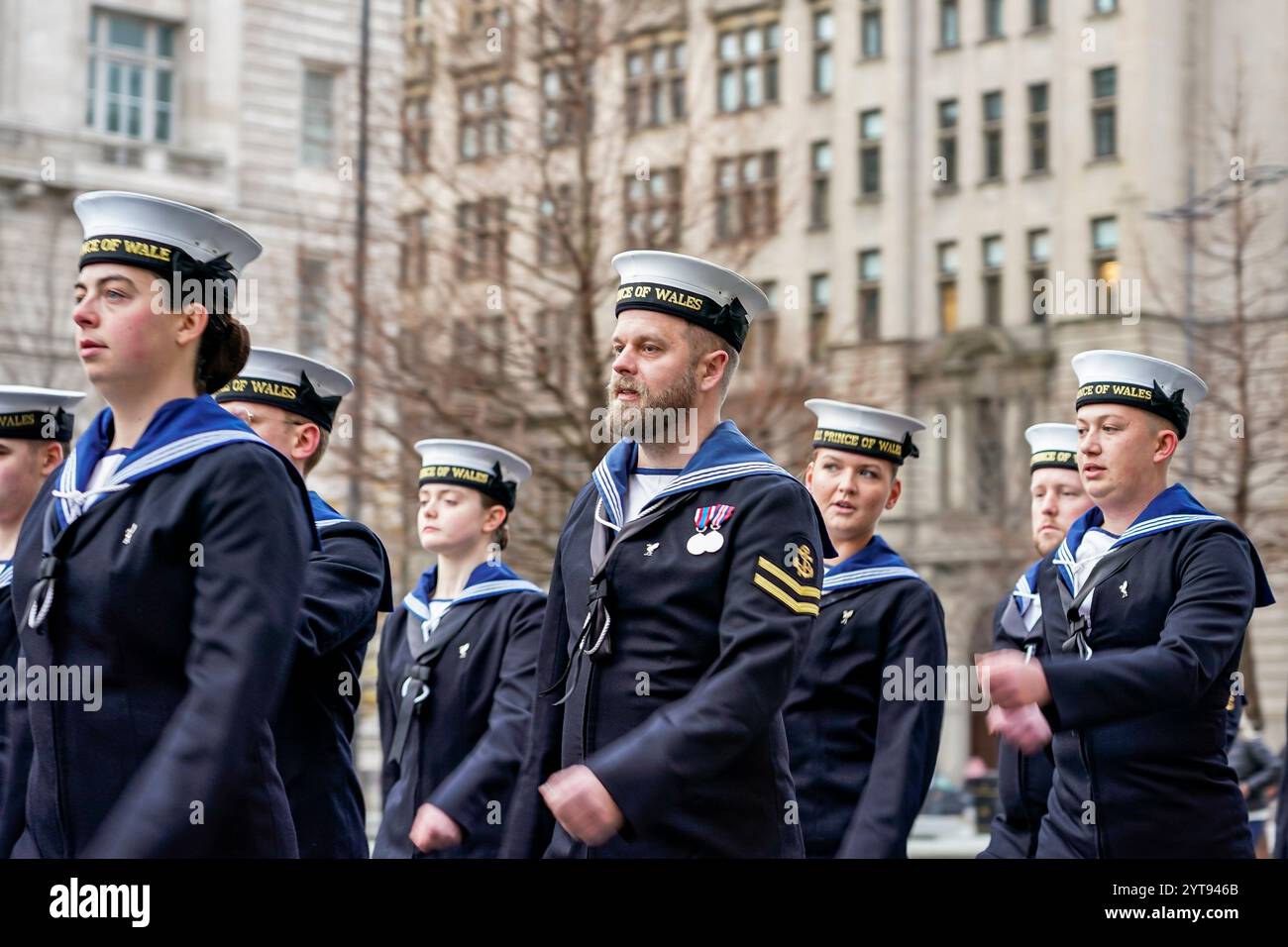 Liverpool, UK. Friday 6th December 2024, HMS Prince Of Wales: The crew ...