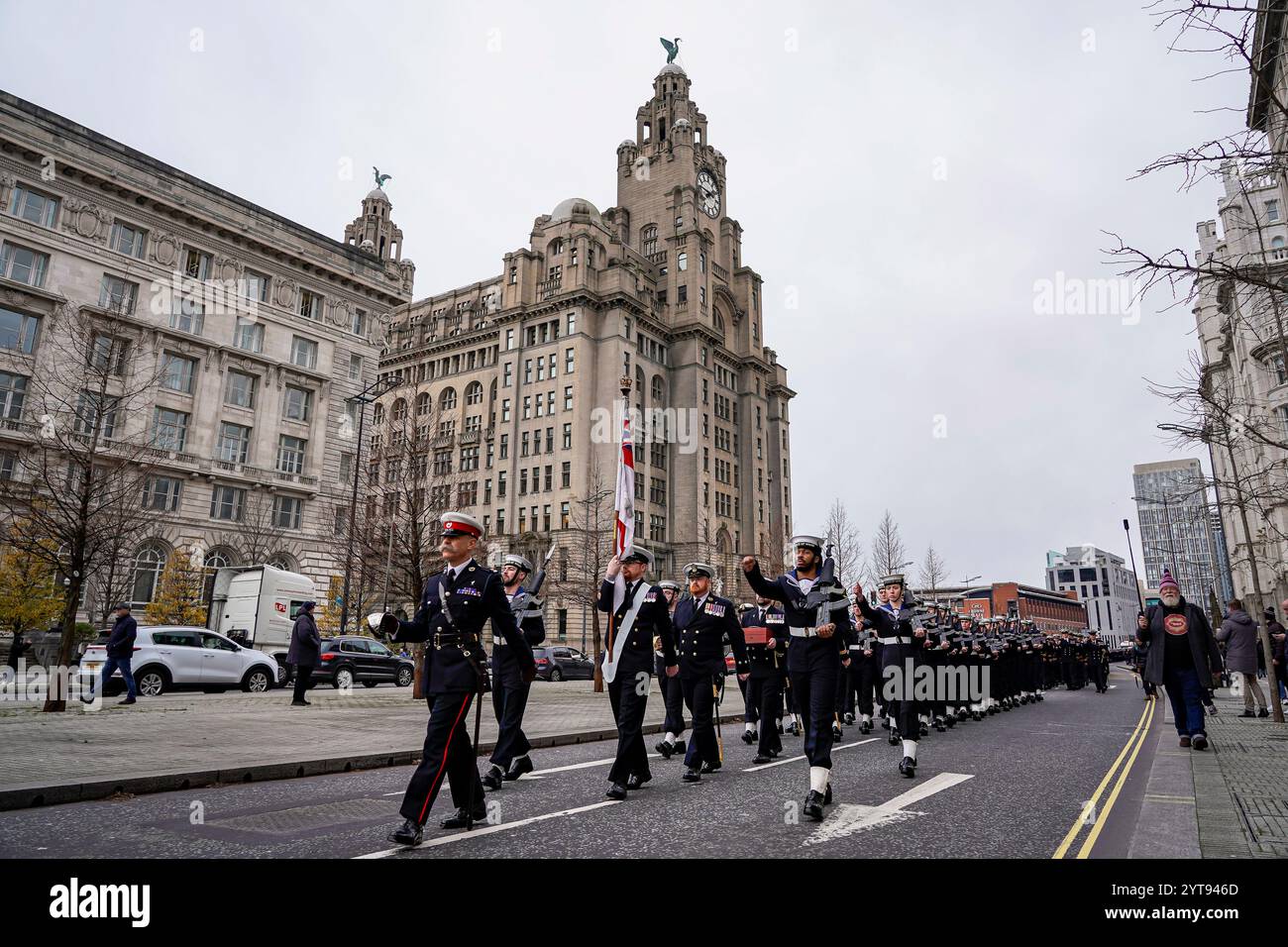 Liverpool, UK. Friday 6th December 2024, HMS Prince Of Wales: The crew ...
