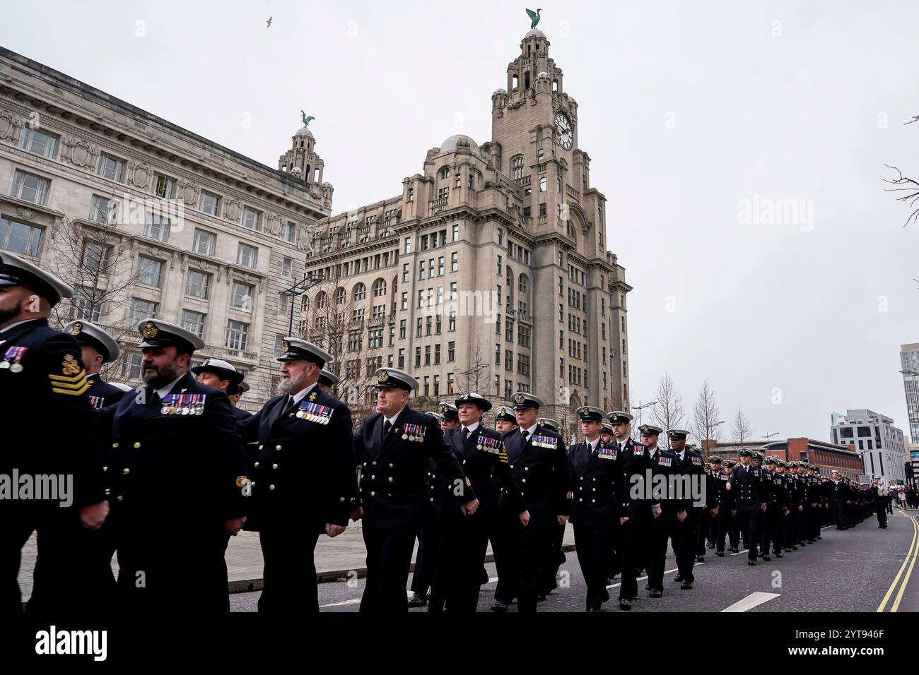 Liverpool, UK. Friday 6th December 2024, HMS Prince Of Wales: The crew ...