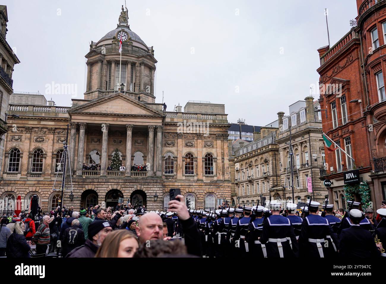Liverpool, UK. Friday 6th December 2024, HMS Prince Of Wales: The crew ...