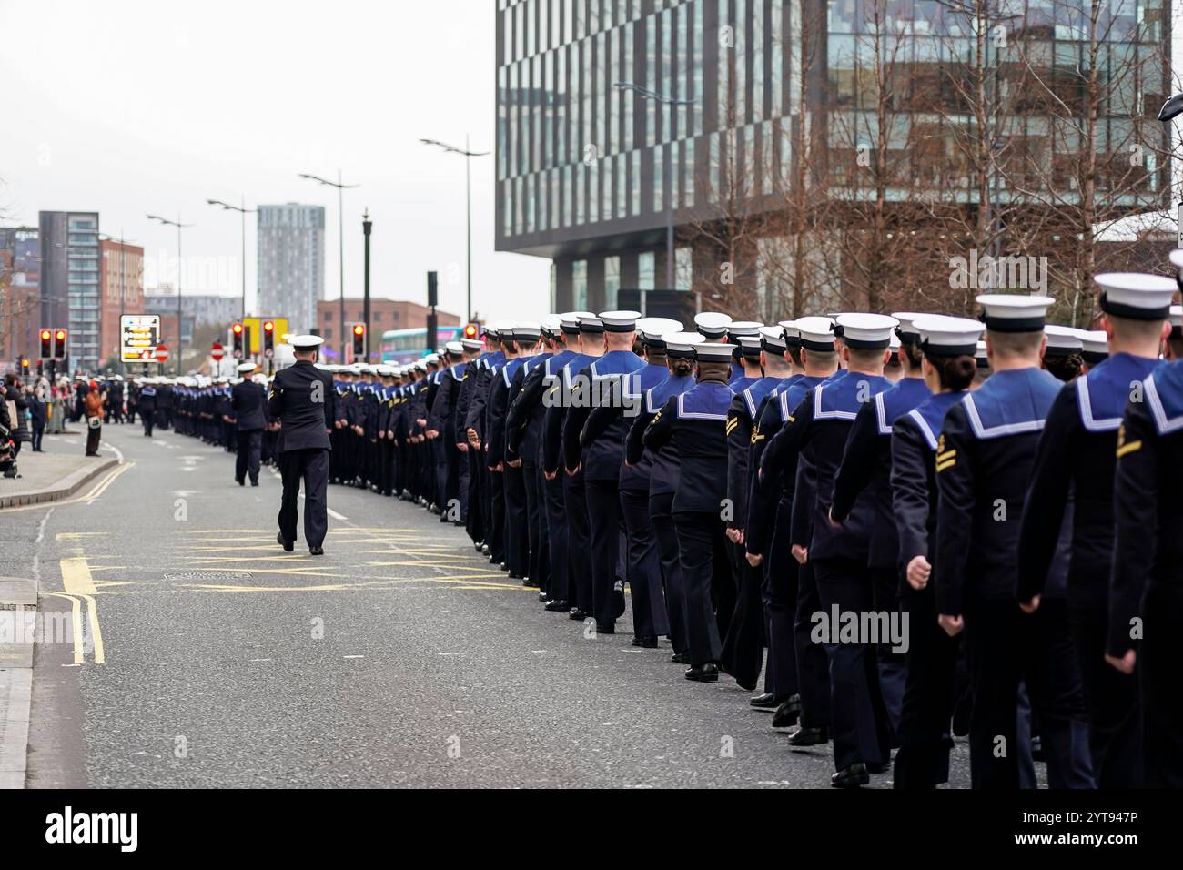 Liverpool, UK. Friday 6th December 2024, HMS Prince Of Wales: The crew ...