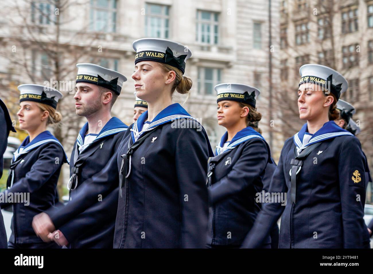 Liverpool, UK. Friday 6th December 2024, HMS Prince Of Wales: The crew ...
