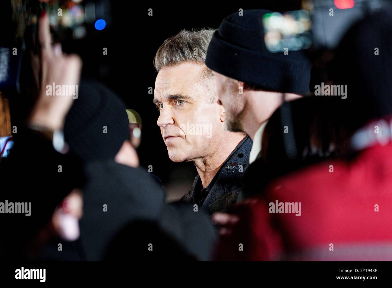 ROME, ITALY - Robbie Williams and Michael Gracey attend the premiere of ...