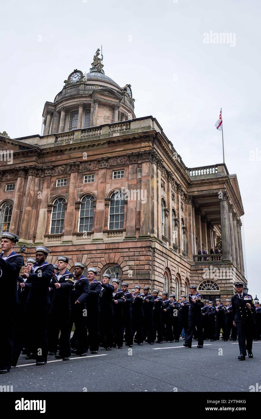 Liverpool, UK. Friday 6th December 2024, HMS Prince Of Wales: The crew ...