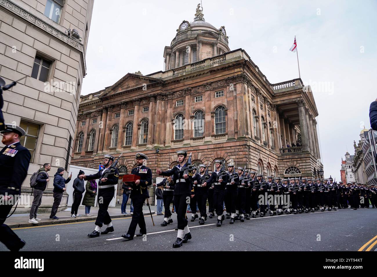 Liverpool, UK. Friday 6th December 2024, HMS Prince Of Wales: The crew ...
