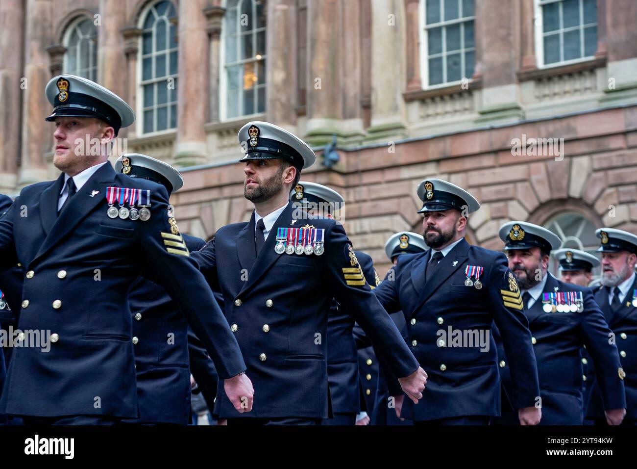 Liverpool, UK. Friday 6th December 2024, HMS Prince Of Wales: The crew ...