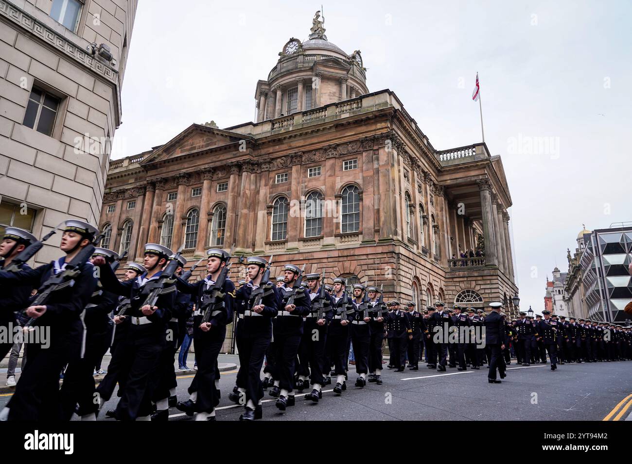 Liverpool, UK. Friday 6th December 2024, HMS Prince Of Wales: The crew ...