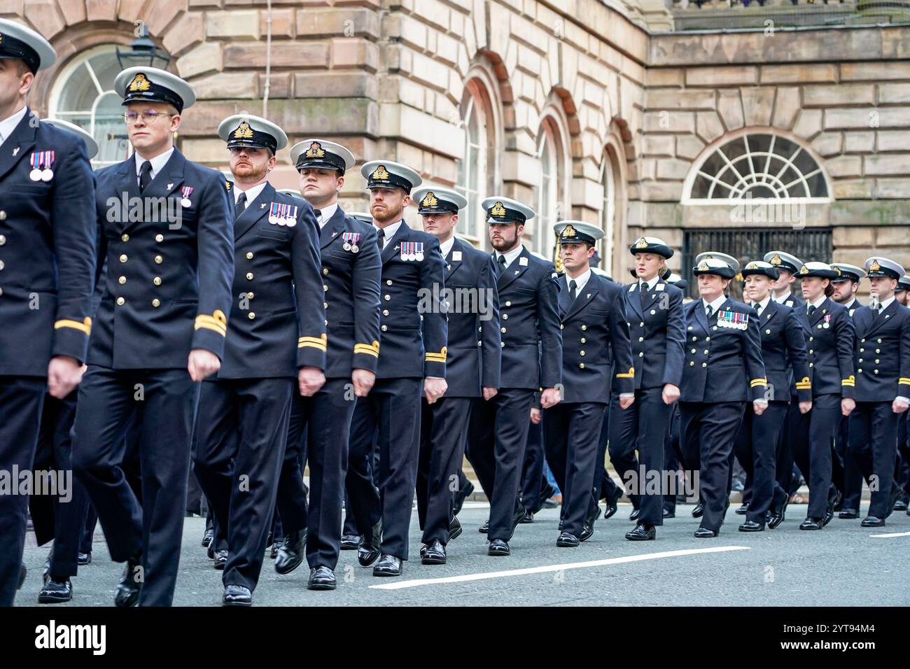 Liverpool, UK. Friday 6th December 2024, HMS Prince Of Wales: The crew ...