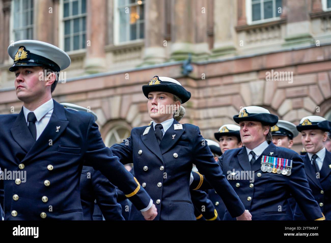 Liverpool, UK. Friday 6th December 2024, HMS Prince Of Wales: The crew ...