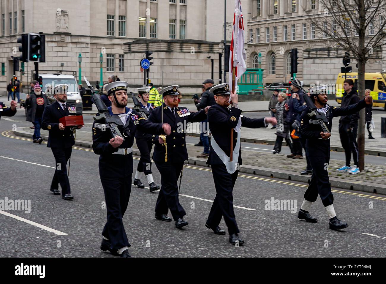 Liverpool, UK. Friday 6th December 2024, HMS Prince Of Wales: The crew ...