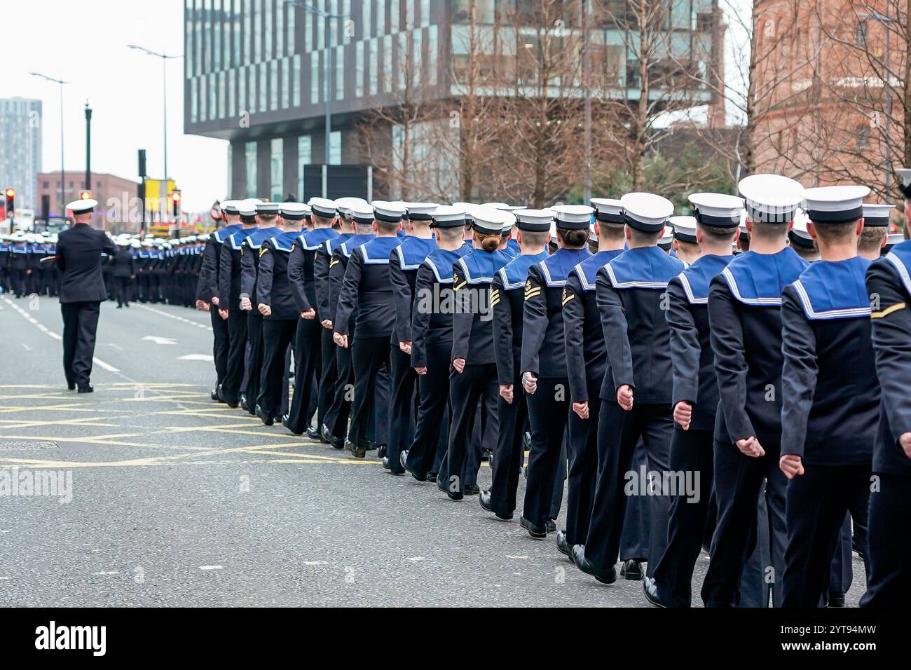 Liverpool, UK. Friday 6th December 2024, HMS Prince Of Wales: The crew ...