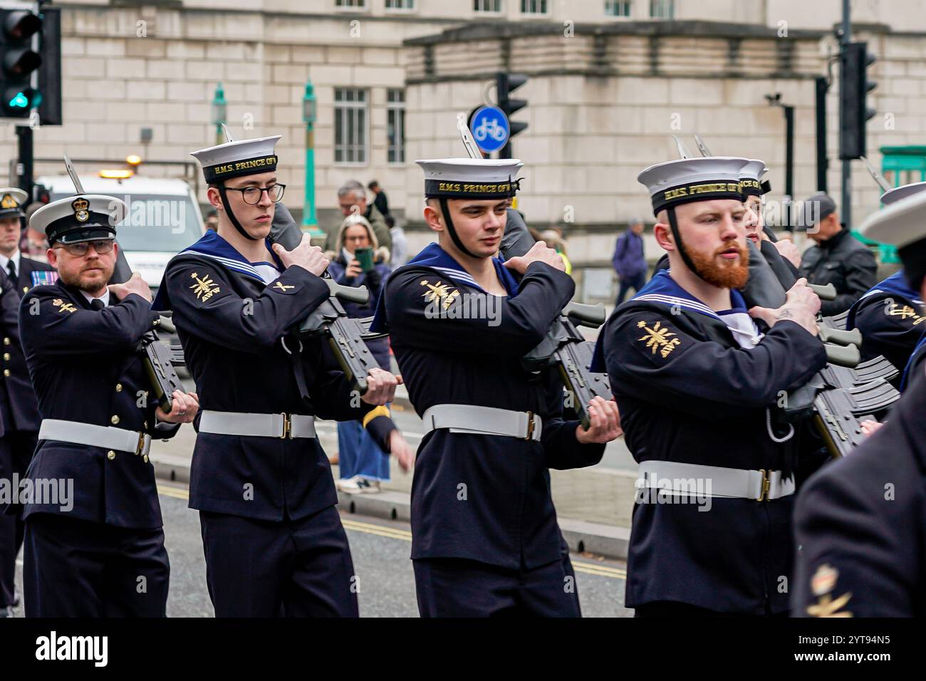 Liverpool, UK. Friday 6th December 2024, HMS Prince Of Wales: The crew ...