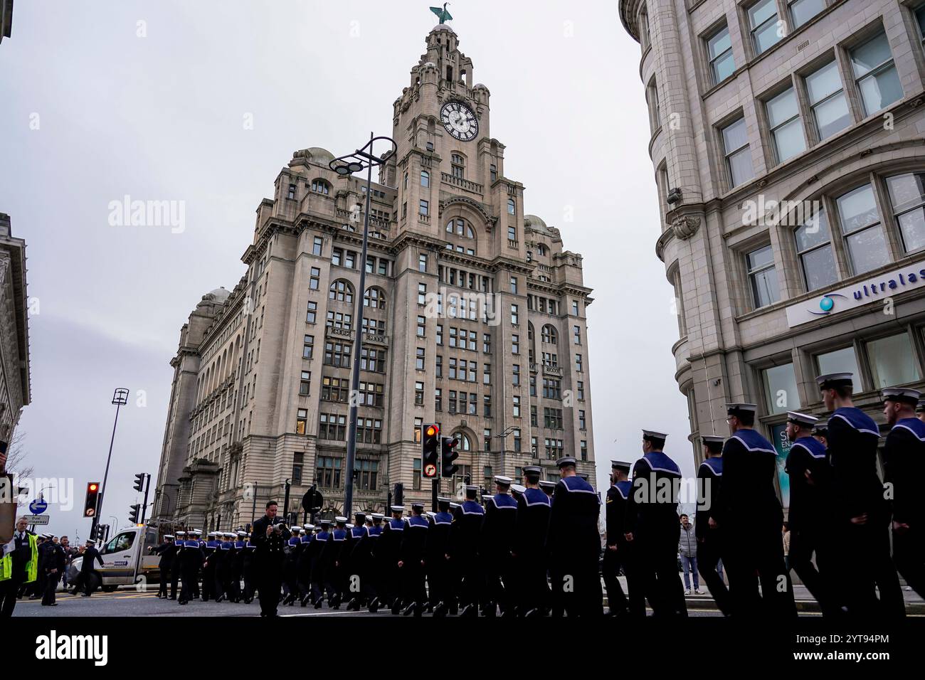 Liverpool, UK. Friday 6th December 2024, HMS Prince Of Wales: The crew ...