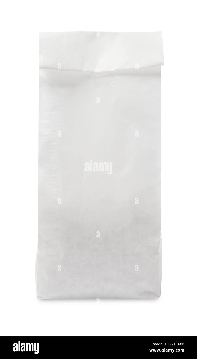 One closed paper bag isolated on white Stock Photo - Alamy