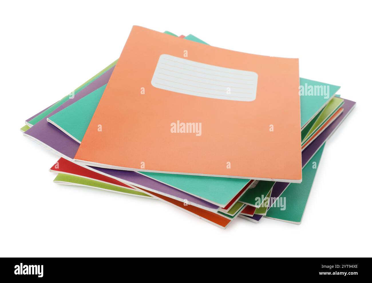 Stack of colorful copybooks isolated on white Stock Photo - Alamy